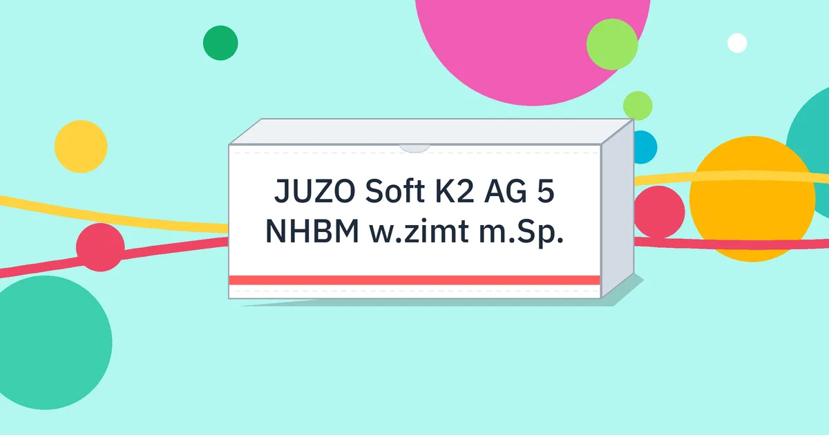 Symbolbild: Packung mit der Aufschrift JUZO Soft K2 AG 5 NHBM w.zimt m.Sp. (PZN 15019324) – Verfügbarkeit und Bezug in Apotheken in Frankfurt am Main