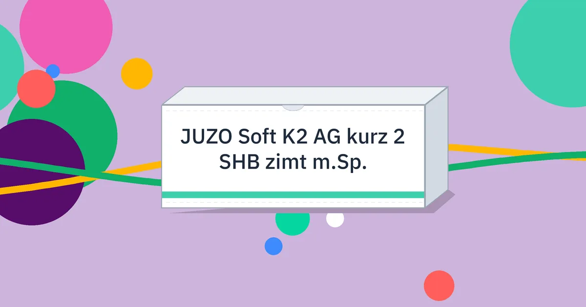 Symbolbild: Packung mit der Aufschrift JUZO Soft K2 AG kurz 2 SHB zimt m.Sp. (PZN 11308066) – Verfügbarkeit und Bezug in Apotheken in Frankfurt am Main