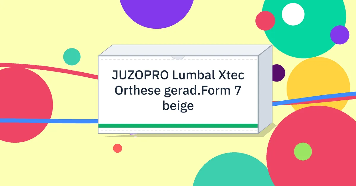 Symbolbild: Packung mit der Aufschrift JUZOPRO Lumbal Xtec Orthese gerad.Form 7 beige (PZN 16498048) – Verfügbarkeit und Bezug in Apotheken in Frankfurt am Main