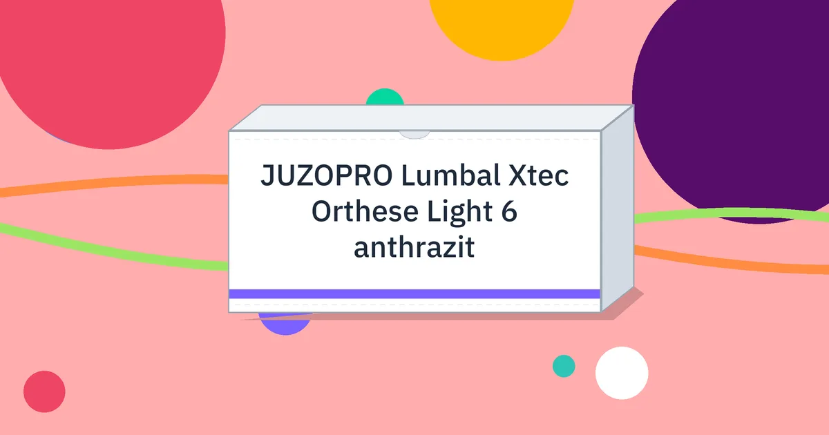 Symbolbild: Packung mit der Aufschrift JUZOPRO Lumbal Xtec Orthese Light 6 anthrazit (PZN 16497959) – Verfügbarkeit und Bezug in Apotheken in Frankfurt am Main