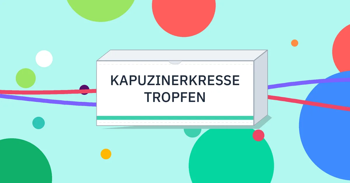 Symbolbild: Packung mit der Aufschrift KAPUZINERKRESSE TROPFEN (PZN 14282344) – Verfügbarkeit und Bezug in Apotheken in Frankfurt am Main