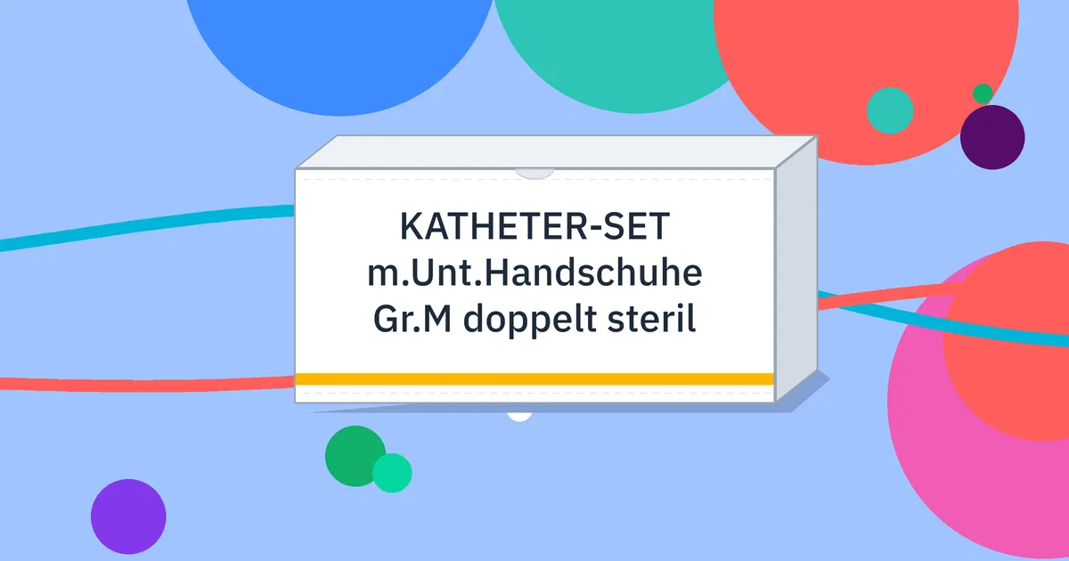 Symbolbild: Packung mit der Aufschrift KATHETER-SET m.Unt.Handschuhe Gr.M doppelt steril (PZN 04136050) – Verfügbarkeit und Bezug in Apotheken in Frankfurt am Main