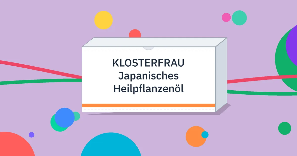 Symbolbild: Packung mit der Aufschrift KLOSTERFRAU Japanisches Heilpflanzenöl (PZN 19295593) – Verfügbarkeit und Bezug in Apotheken in Frankfurt am Main