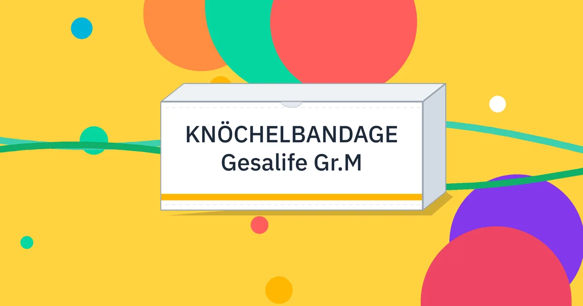 Symbolbild: Packung mit der Aufschrift KNÖCHELBANDAGE Gesalife Gr.M (PZN 03862038) – Verfügbarkeit und Bezug in Apotheken in Frankfurt am Main