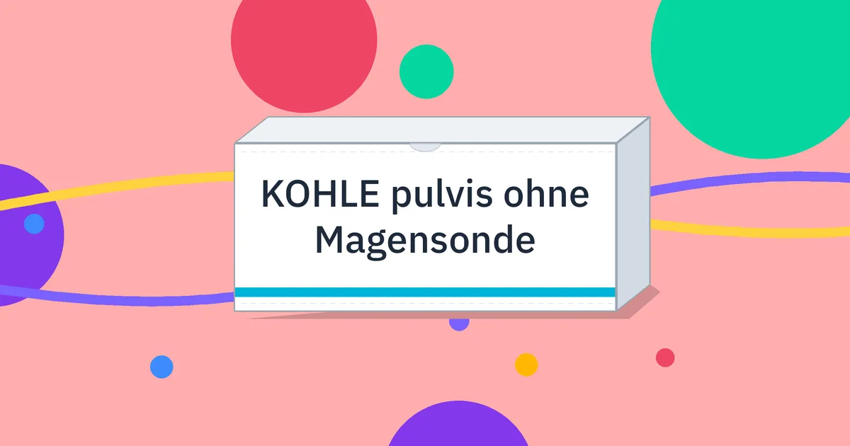 Symbolbild: Packung mit der Aufschrift KOHLE pulvis ohne Magensonde (PZN 01448926) – Verfügbarkeit und Bezug in Apotheken in Frankfurt am Main