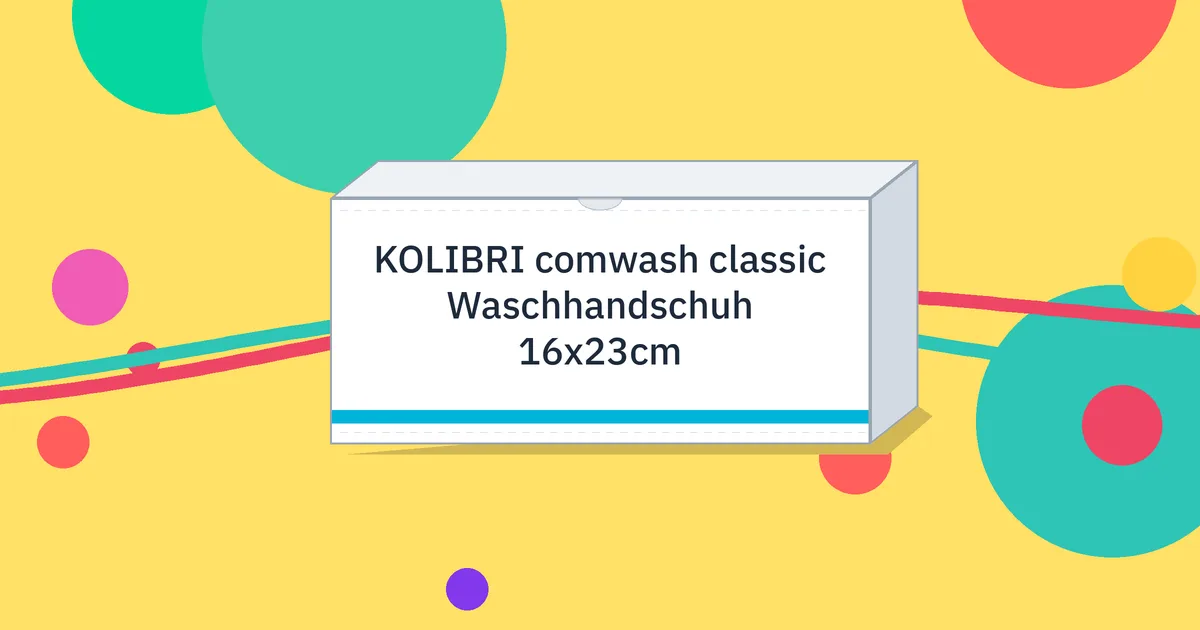 Symbolbild: Packung mit der Aufschrift KOLIBRI comwash classic Waschhandschuh 16x23cm (PZN 10030143) – Verfügbarkeit und Bezug in Apotheken in Frankfurt am Main