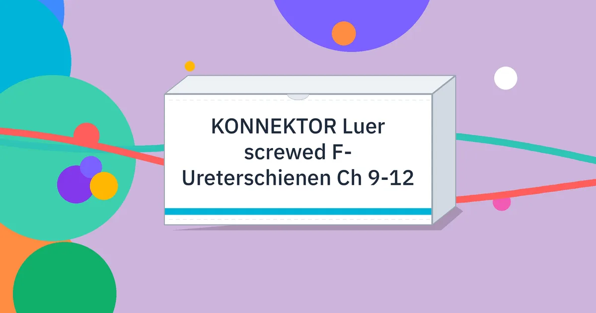 Symbolbild: Packung mit der Aufschrift KONNEKTOR Luer screwed F-Ureterschienen Ch 9-12 (PZN 19252796) – Verfügbarkeit und Bezug in Apotheken in Frankfurt am Main