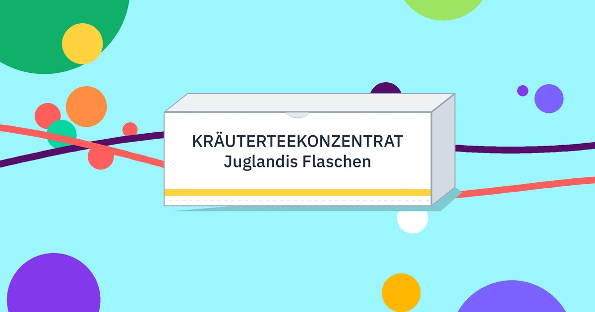 Symbolbild: Packung mit der Aufschrift KRÄUTERTEEKONZENTRAT Juglandis Flaschen (PZN 10091222) – Verfügbarkeit und Bezug in Apotheken in Frankfurt am Main
