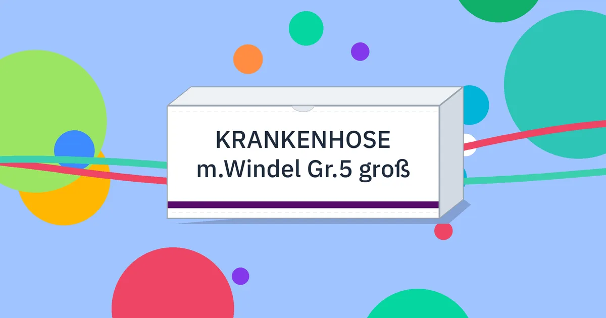 Symbolbild: Packung mit der Aufschrift KRANKENHOSE m.Windel Gr.5 groß (PZN 02441984) – Verfügbarkeit und Bezug in Apotheken in Frankfurt am Main