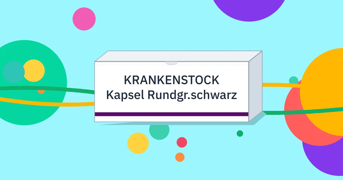 Symbolbild: Packung mit der Aufschrift KRANKENSTOCK Kapsel Rundgr.schwarz (PZN 02008939) – Verfügbarkeit und Bezug in Apotheken in Frankfurt am Main