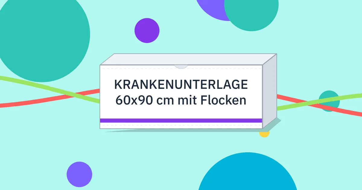 Symbolbild: Packung mit der Aufschrift KRANKENUNTERLAGE 60x90 cm mit Flocken (PZN 15816090) – Verfügbarkeit und Bezug in Apotheken in Frankfurt am Main