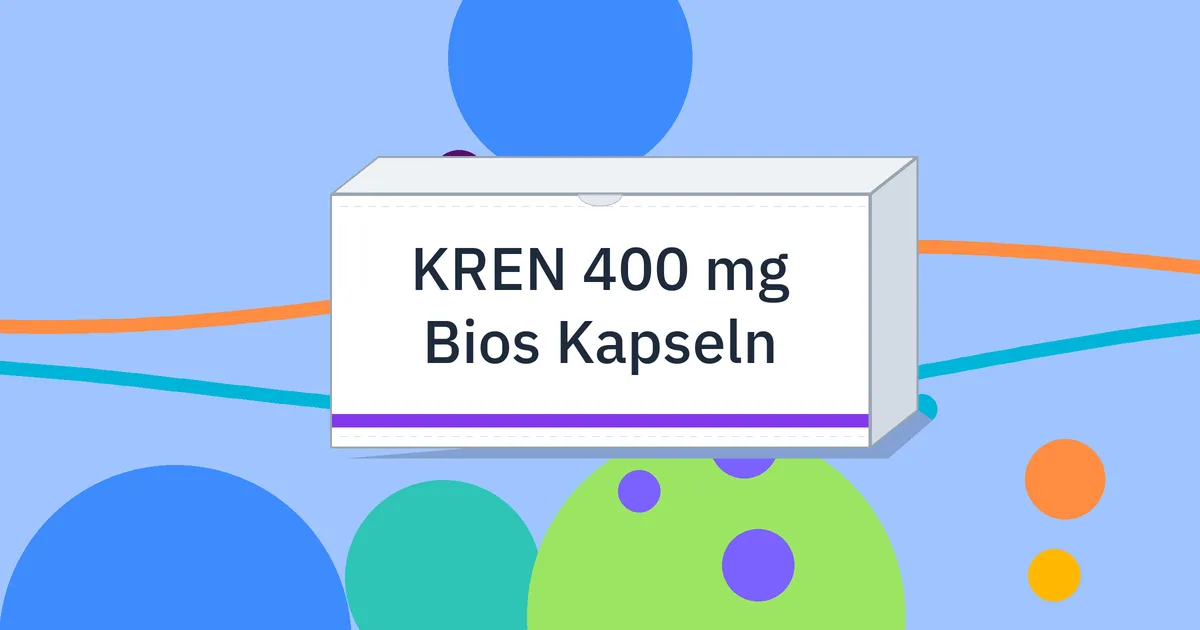 Symbolbild: Packung mit der Aufschrift KREN 400 mg Bios Kapseln (PZN 00139382) – Verfügbarkeit und Bezug in Apotheken in Frankfurt am Main