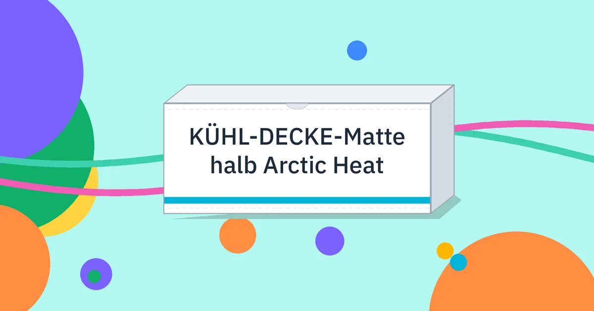 Symbolbild: Packung mit der Aufschrift KÜHL-DECKE-Matte halb Arctic Heat (PZN 16761385) – Verfügbarkeit und Bezug in Apotheken in Frankfurt am Main
