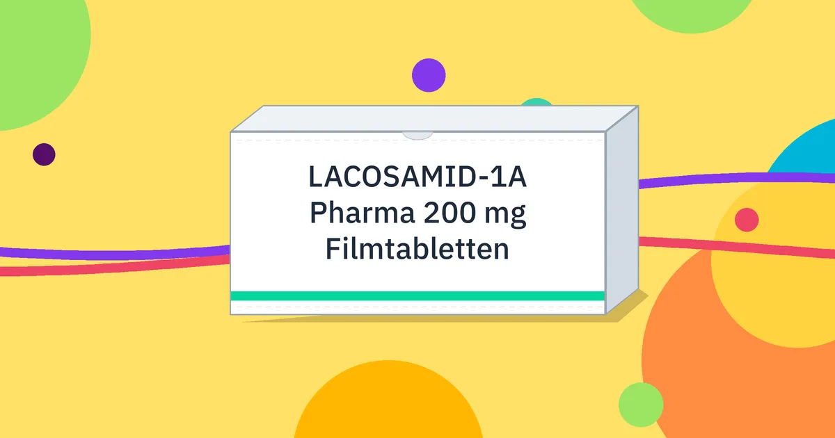 Symbolbild: Packung mit der Aufschrift LACOSAMID-1A Pharma 200 mg Filmtabletten (PZN 15235766) – Verfügbarkeit und Bezug in Apotheken in Frankfurt am Main