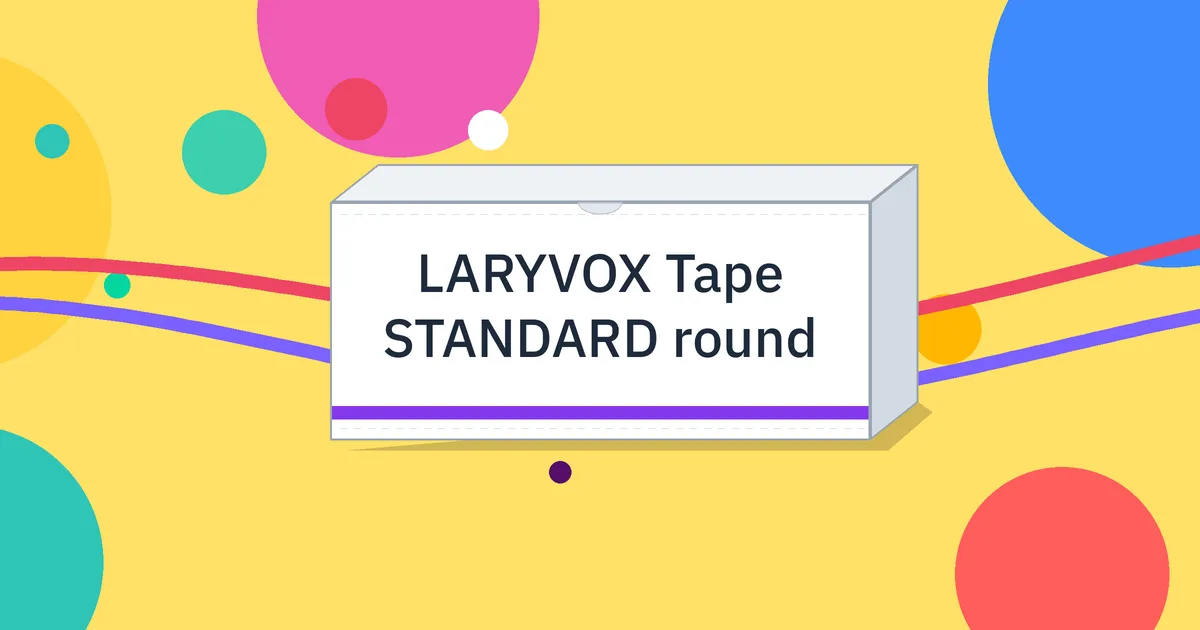 Symbolbild: Packung mit der Aufschrift LARYVOX Tape STANDARD round (PZN 03891347) – Verfügbarkeit und Bezug in Apotheken in Frankfurt am Main