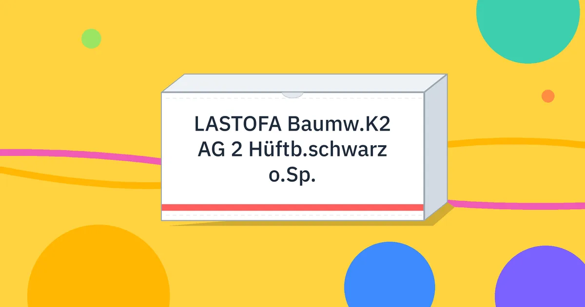 Symbolbild: Packung mit der Aufschrift LASTOFA Baumw.K2 AG 2 Hüftb.schwarz o.Sp. (PZN 01949806) – Verfügbarkeit und Bezug in Apotheken in Frankfurt am Main