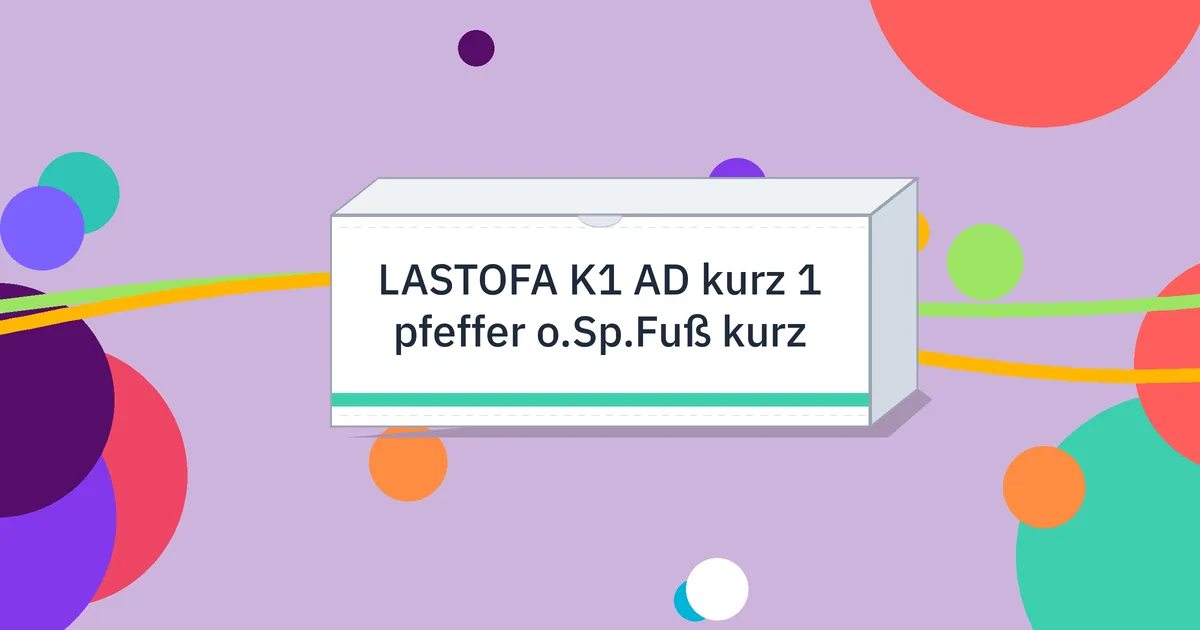 Symbolbild: Packung mit der Aufschrift LASTOFA K1 AD kurz 1 pfeffer o.Sp.Fuß kurz (PZN 13786522) – Verfügbarkeit und Bezug in Apotheken in Frankfurt am Main