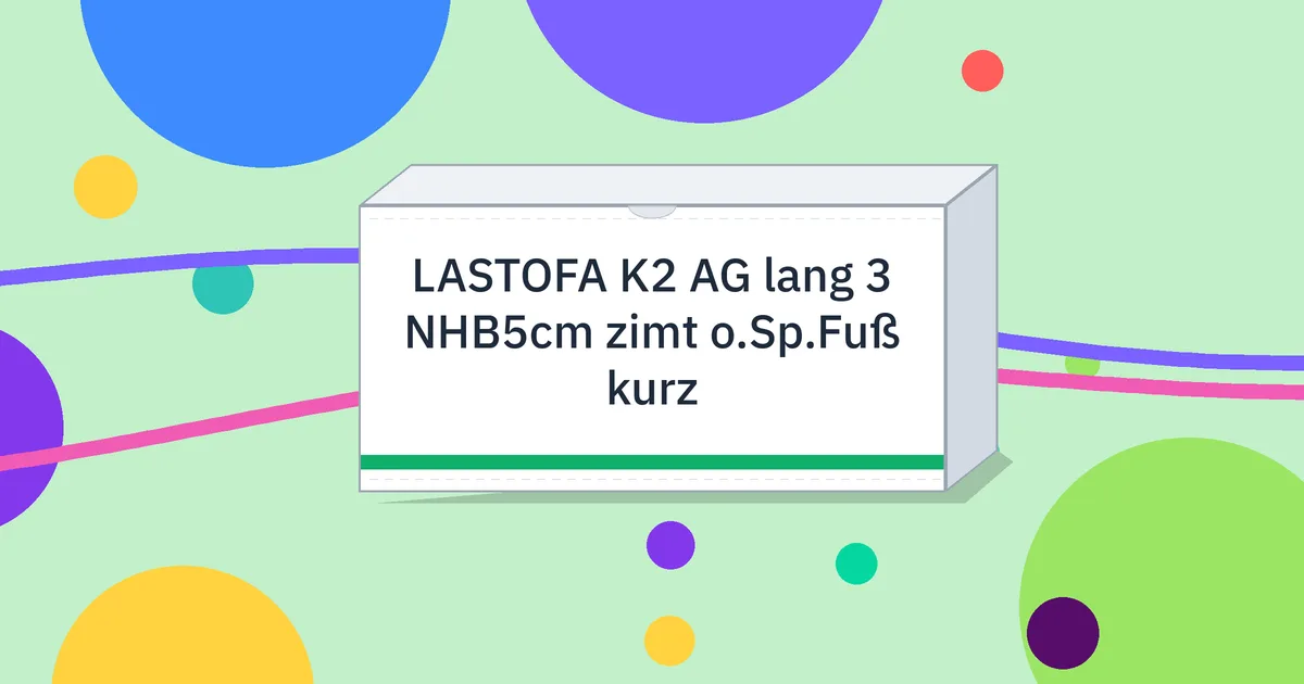 Symbolbild: Packung mit der Aufschrift LASTOFA K2 AG lang 3 NHB5cm zimt o.Sp.Fuß kurz (PZN 13804065) – Verfügbarkeit und Bezug in Apotheken in Frankfurt am Main