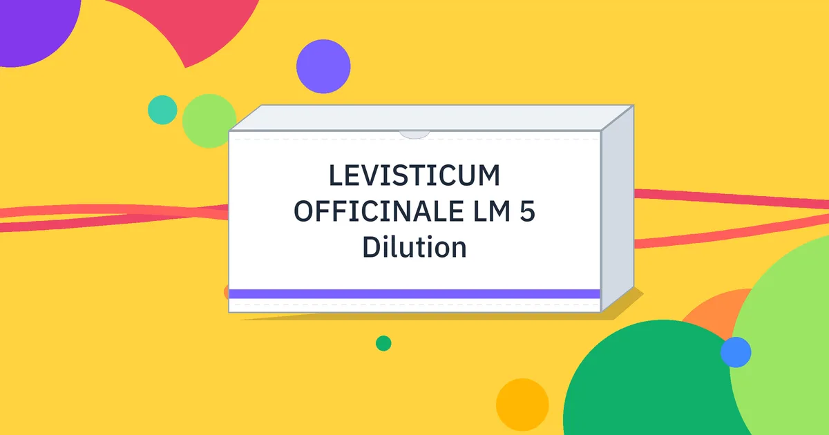 Symbolbild: Packung mit der Aufschrift LEVISTICUM OFFICINALE LM 5 Dilution (PZN 13528174) – Verfügbarkeit und Bezug in Apotheken in Frankfurt am Main