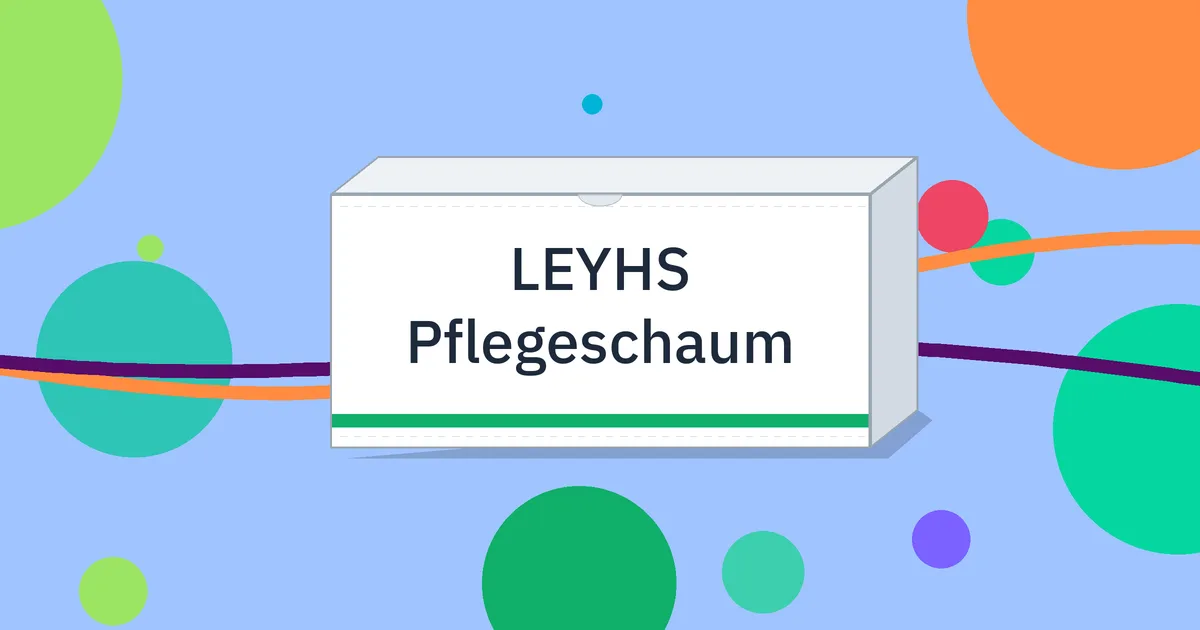 Symbolbild: Packung mit der Aufschrift LEYHS Pflegeschaum (PZN 19179444) – Verfügbarkeit und Bezug in Apotheken in Frankfurt am Main