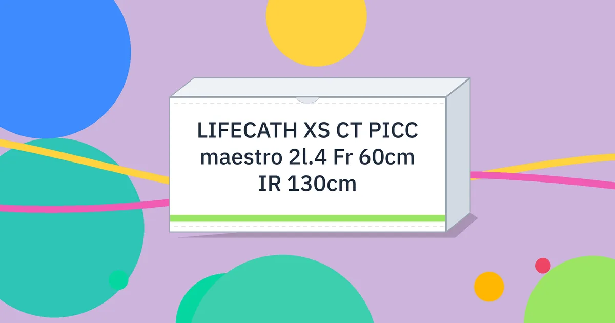 Symbolbild: Packung mit der Aufschrift LIFECATH XS CT PICC maestro 2l.4 Fr 60cm IR 130cm (PZN 19128033) – Verfügbarkeit und Bezug in Apotheken in Frankfurt am Main