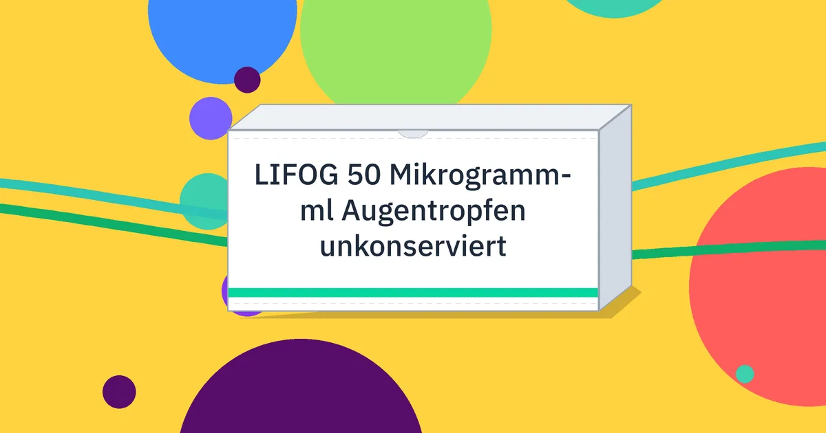 Symbolbild: Packung mit der Aufschrift LIFOG 50 Mikrogramm-ml Augentropfen unkonserviert (PZN 18192098) – Verfügbarkeit und Bezug in Apotheken in Frankfurt am Main