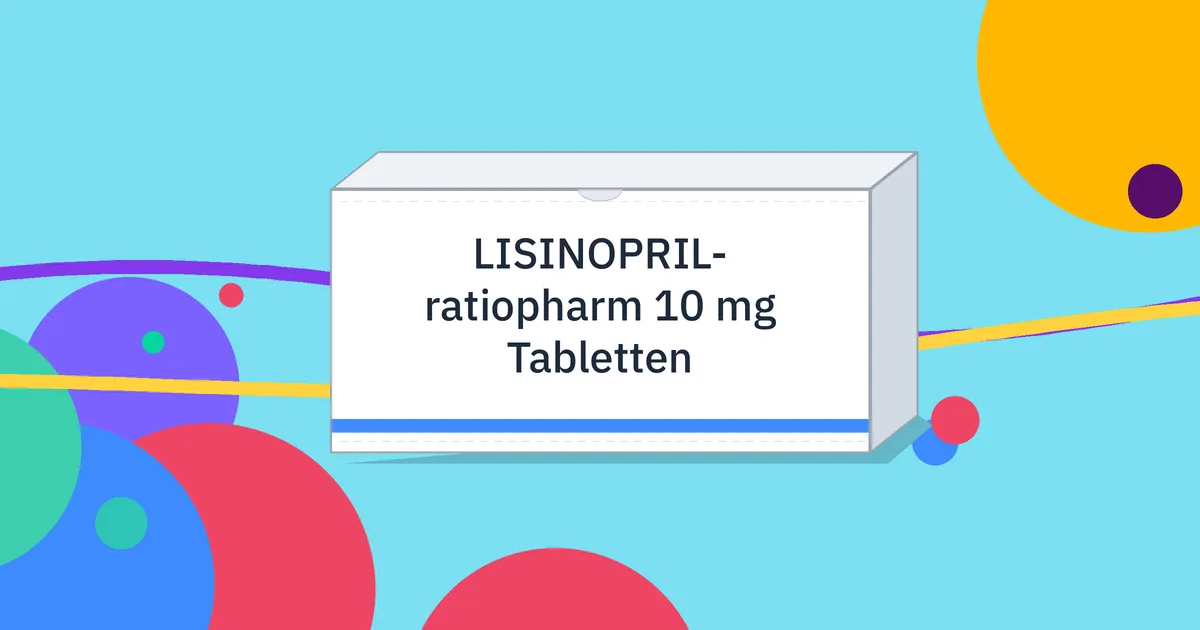 Symbolbild: Packung mit der Aufschrift LISINOPRIL-ratiopharm 10 mg Tabletten (PZN 00601455) – Verfügbarkeit und Bezug in Apotheken in Frankfurt am Main
