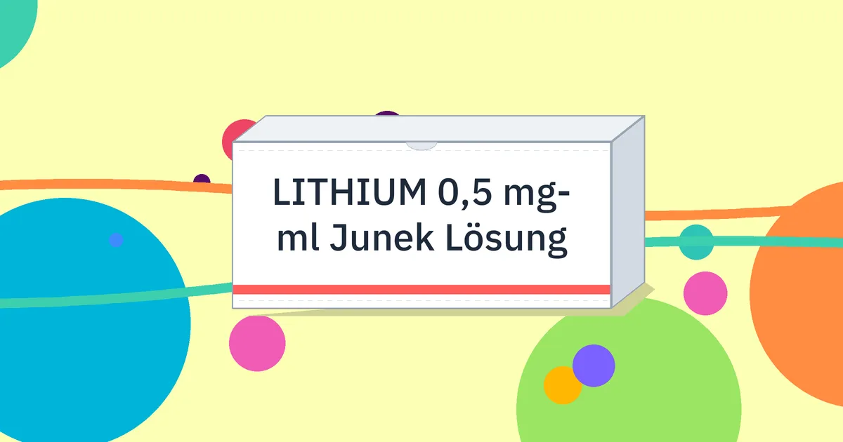 Symbolbild: Packung mit der Aufschrift LITHIUM 0,5 mg-ml Junek Lösung (PZN 20347800) – Verfügbarkeit und Bezug in Apotheken in Frankfurt am Main