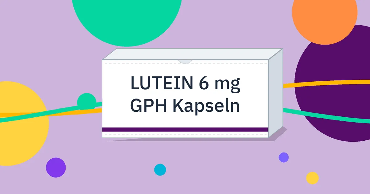 Symbolbild: Packung mit der Aufschrift LUTEIN 6 mg GPH Kapseln (PZN 02454917) – Verfügbarkeit und Bezug in Apotheken in Frankfurt am Main