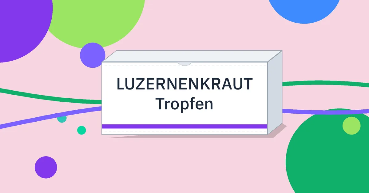 Symbolbild: Packung mit der Aufschrift LUZERNENKRAUT Tropfen (PZN 19141743) – Verfügbarkeit und Bezug in Apotheken in Frankfurt am Main