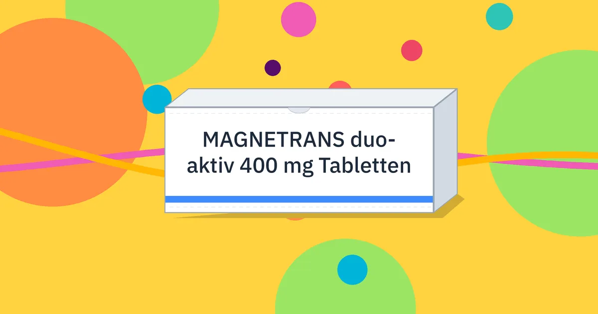 Symbolbild: Packung mit der Aufschrift MAGNETRANS duo-aktiv 400 mg Tabletten (PZN 19909842) – Verfügbarkeit und Bezug in Apotheken in Frankfurt am Main