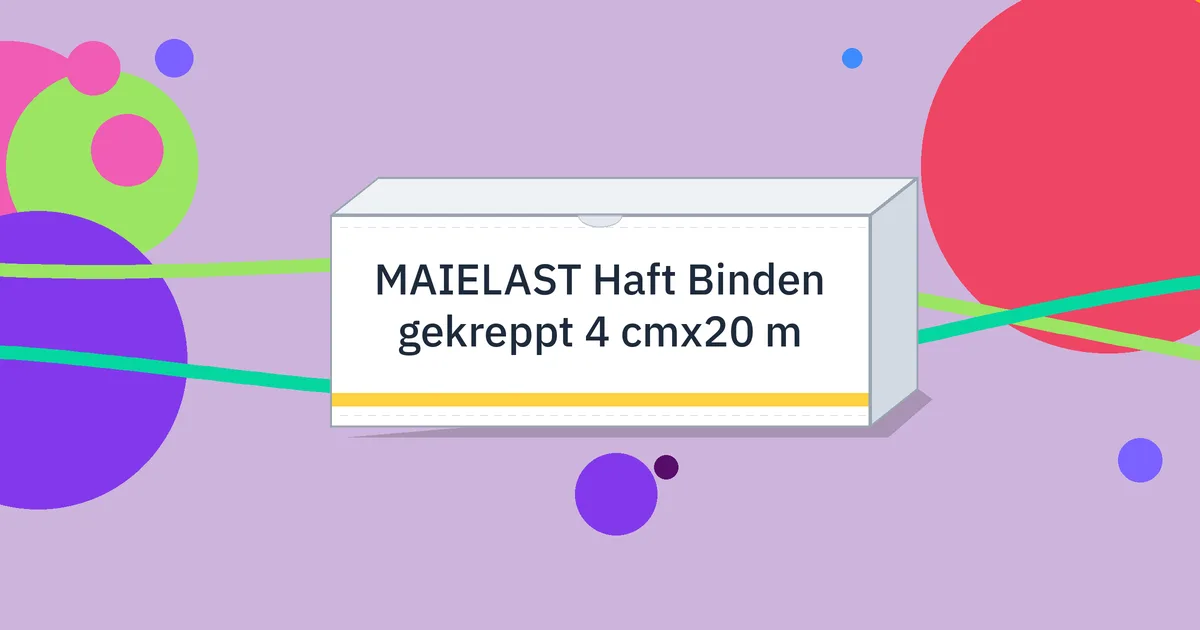 Symbolbild: Packung mit der Aufschrift MAIELAST Haft Binden gekreppt 4 cmx20 m (PZN 00120106) – Verfügbarkeit und Bezug in Apotheken in Frankfurt am Main