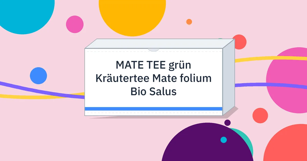 Symbolbild: Packung mit der Aufschrift MATE TEE grün Kräutertee Mate folium Bio Salus (PZN 06494316) – Verfügbarkeit und Bezug in Apotheken in Frankfurt am Main