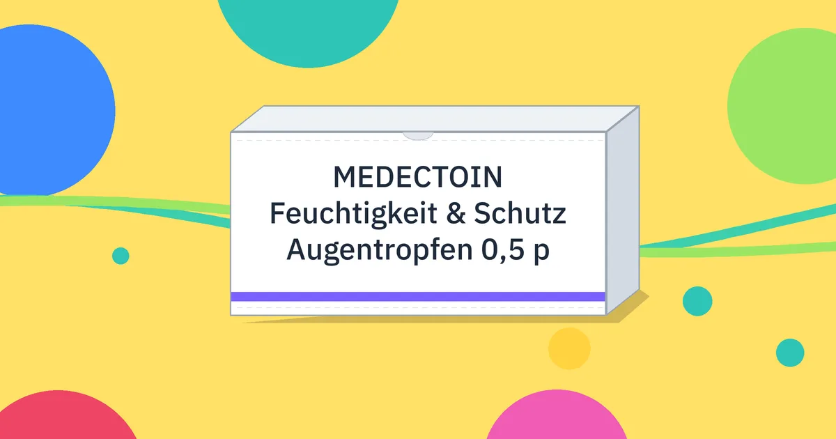 Symbolbild: Packung mit der Aufschrift MEDECTOIN Feuchtigkeit & Schutz Augentropfen 0,5 p (PZN 20407583) – Verfügbarkeit und Bezug in Apotheken in Frankfurt am Main