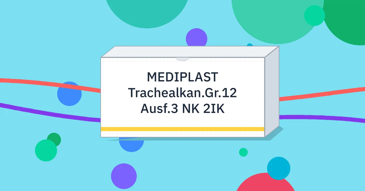 Symbolbild: Packung mit der Aufschrift MEDIPLAST Trachealkan.Gr.12 Ausf.3 NK 2IK (PZN 04526294) – Verfügbarkeit und Bezug in Apotheken in Frankfurt am Main