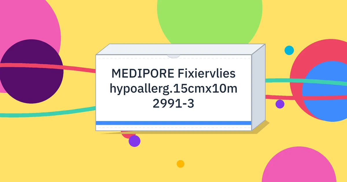 Symbolbild: Packung mit der Aufschrift MEDIPORE Fixiervlies hypoallerg.15cmx10m 2991-3 (PZN 07148674) – Verfügbarkeit und Bezug in Apotheken in Frankfurt am Main
