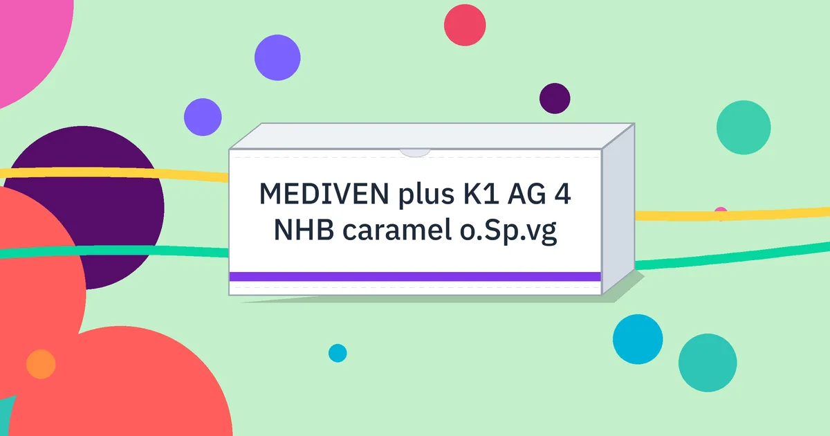 Symbolbild: Packung mit der Aufschrift MEDIVEN plus K1 AG 4 NHB caramel o.Sp.vg (PZN 15922426) – Verfügbarkeit und Bezug in Apotheken in Frankfurt am Main