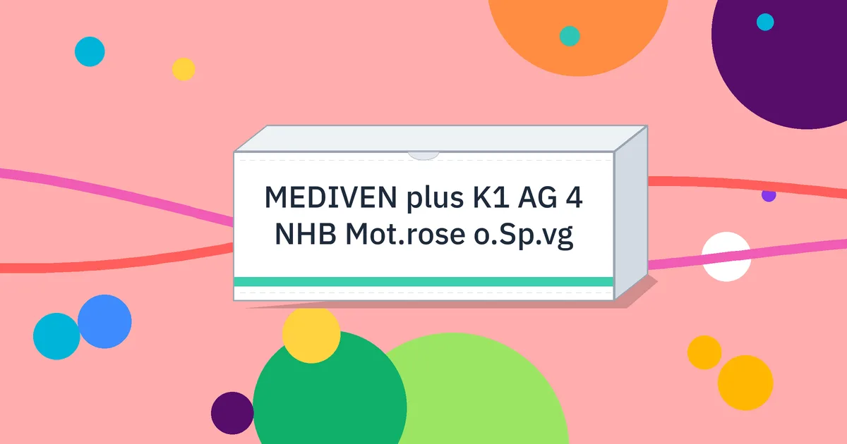 Symbolbild: Packung mit der Aufschrift MEDIVEN plus K1 AG 4 NHB Mot.rose o.Sp.vg (PZN 15915455) – Verfügbarkeit und Bezug in Apotheken in Frankfurt am Main