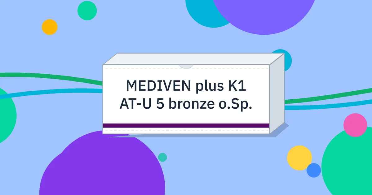 Symbolbild: Packung mit der Aufschrift MEDIVEN plus K1 AT-U 5 bronze o.Sp. (PZN 15031012) – Verfügbarkeit und Bezug in Apotheken in Frankfurt am Main