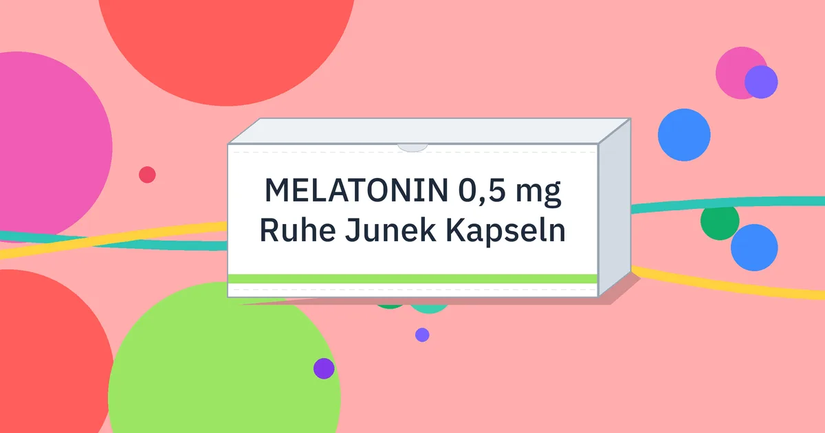 Symbolbild: Packung mit der Aufschrift MELATONIN 0,5 mg Ruhe Junek Kapseln (PZN 17899884) – Verfügbarkeit und Bezug in Apotheken in Frankfurt am Main