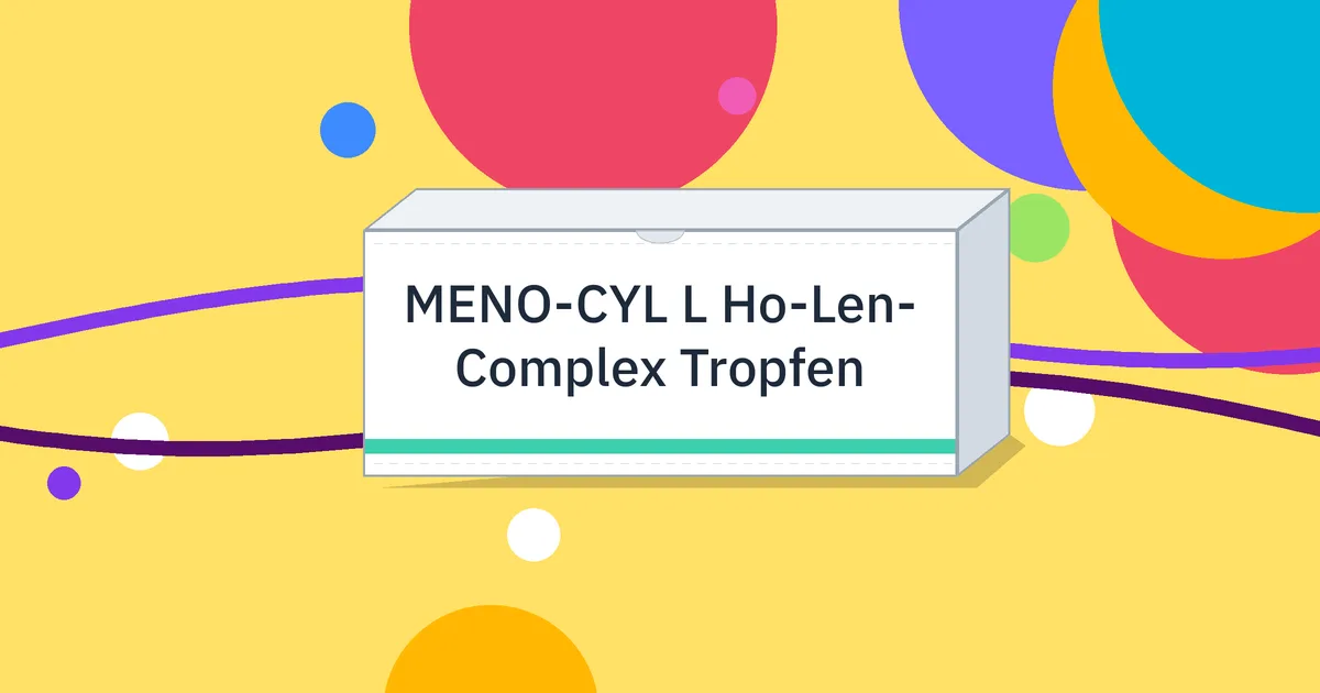 Symbolbild: Packung mit der Aufschrift MENO-CYL L Ho-Len-Complex Tropfen (PZN 03395453) – Verfügbarkeit und Bezug in Apotheken in Frankfurt am Main