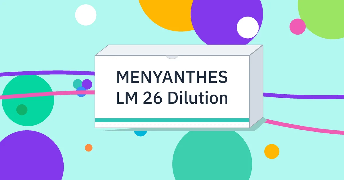 Symbolbild: Packung mit der Aufschrift MENYANTHES LM 26 Dilution (PZN 13605302) – Verfügbarkeit und Bezug in Apotheken in Frankfurt am Main