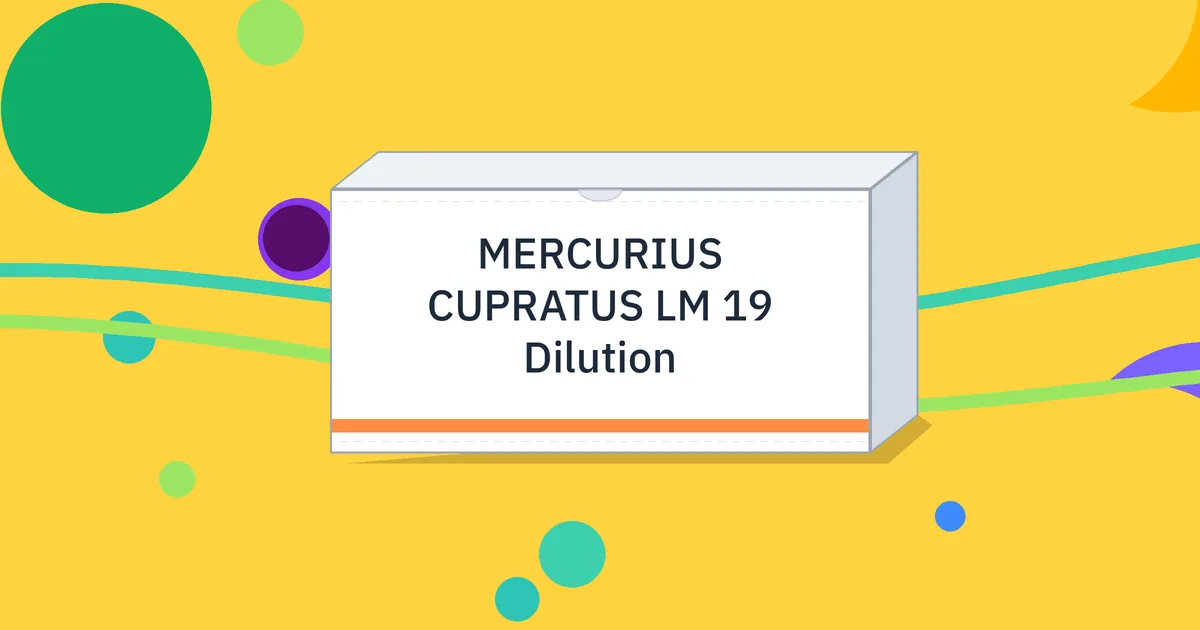 Symbolbild: Packung mit der Aufschrift MERCURIUS CUPRATUS LM 19 Dilution (PZN 12950497) – Verfügbarkeit und Bezug in Apotheken in Frankfurt am Main