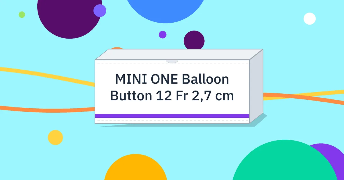 Symbolbild: Packung mit der Aufschrift MINI ONE Balloon Button 12 Fr 2,7 cm (PZN 14341785) – Verfügbarkeit und Bezug in Apotheken in Frankfurt am Main