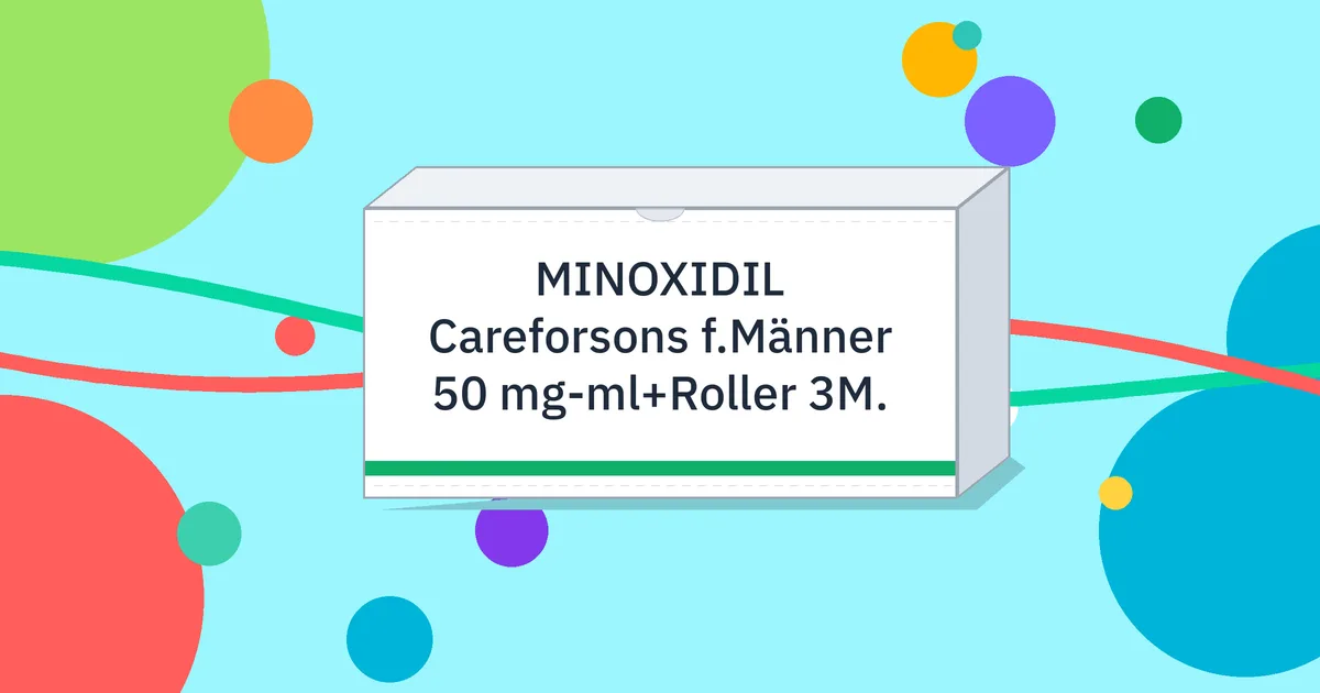 Symbolbild: Packung mit der Aufschrift MINOXIDIL Careforsons f.Männer 50 mg-ml+Roller 3M. (PZN 19973231) – Verfügbarkeit und Bezug in Apotheken in Frankfurt am Main