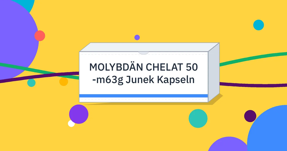 Symbolbild: Packung mit der Aufschrift MOLYBDÄN CHELAT 50 -m63g Junek Kapseln (PZN 10190757) – Verfügbarkeit und Bezug in Apotheken in Frankfurt am Main