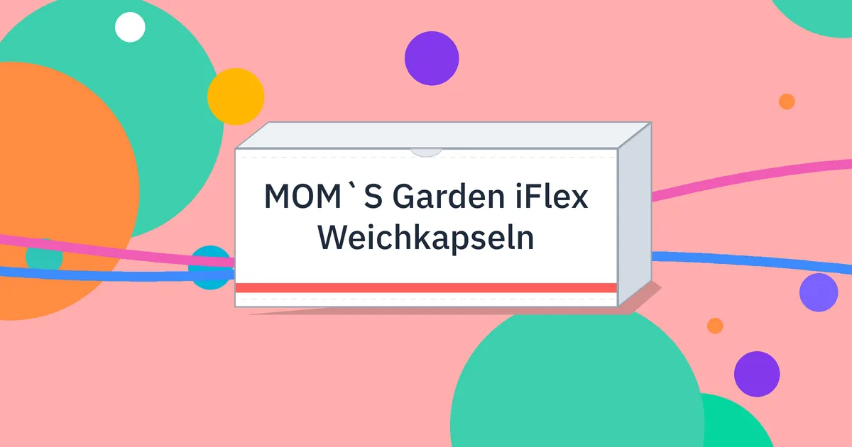 Symbolbild: Packung mit der Aufschrift MOM`S Garden iFlex Weichkapseln (PZN 20310607) – Verfügbarkeit und Bezug in Apotheken in Frankfurt am Main