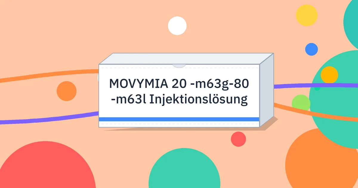 Symbolbild: Packung mit der Aufschrift MOVYMIA 20 -m63g-80 -m63l Injektionslösung (PZN 15578791) – Verfügbarkeit und Bezug in Apotheken in Frankfurt am Main