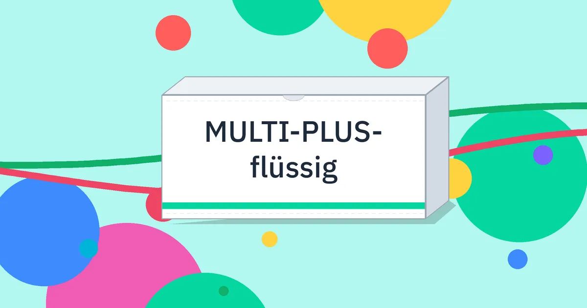 Symbolbild: Packung mit der Aufschrift MULTI-PLUS-flüssig (PZN 17016324) – Verfügbarkeit und Bezug in Apotheken in Frankfurt am Main