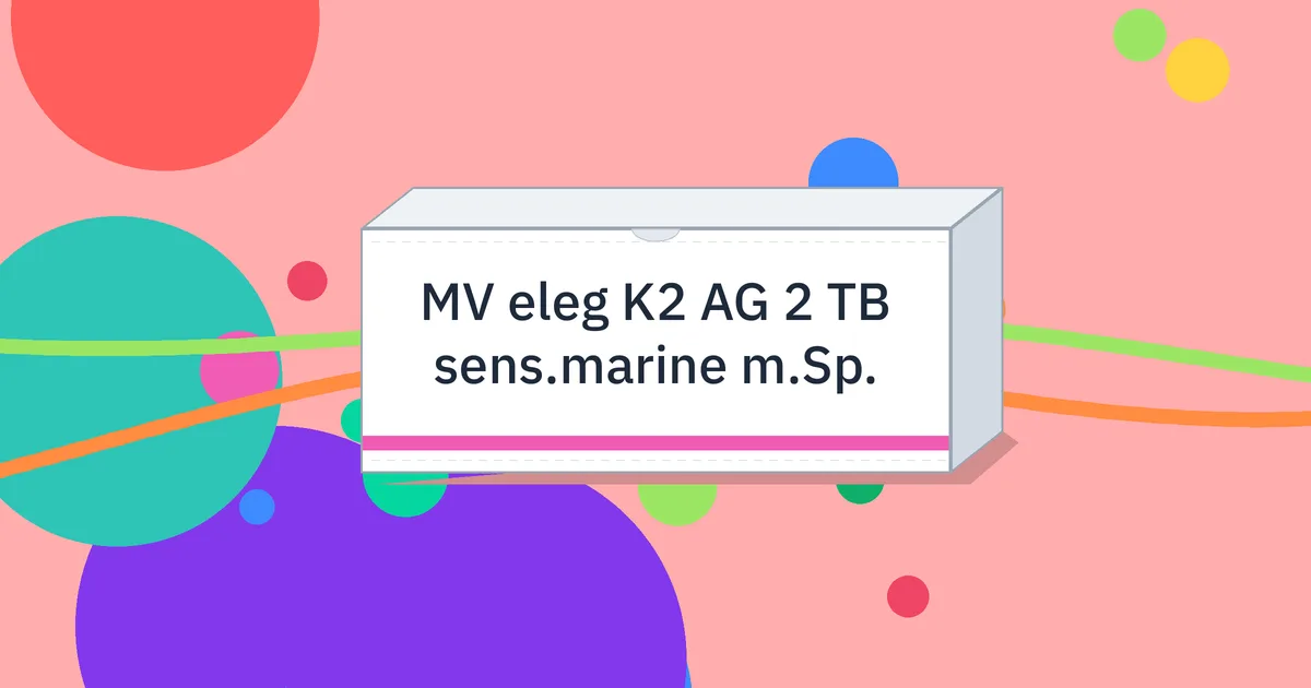 Symbolbild: Packung mit der Aufschrift MV eleg K2 AG 2 TB sens.marine m.Sp. (PZN 14610995) – Verfügbarkeit und Bezug in Apotheken in Frankfurt am Main